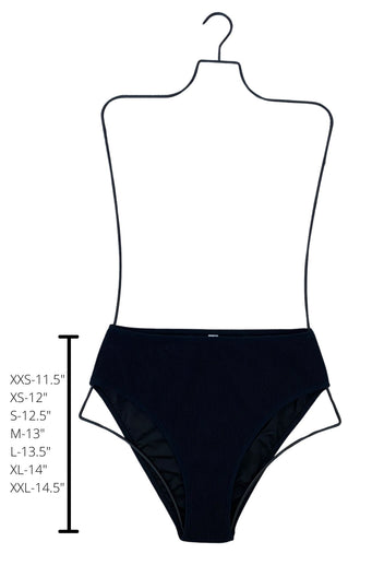 Solid Black Full Coverage High-Waisted Bikini Bottoms | Geode Swimwear